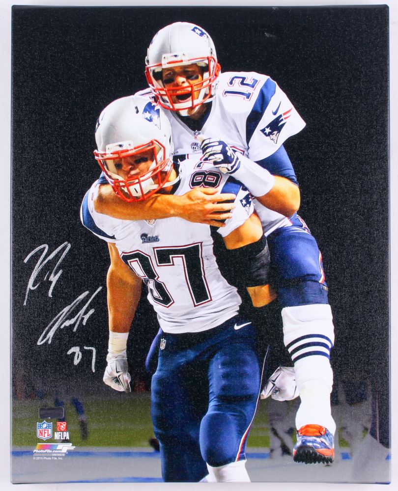 Rob Gronkowski Signed Patriots 16x20 Custom Framed Photo on Canvas ...