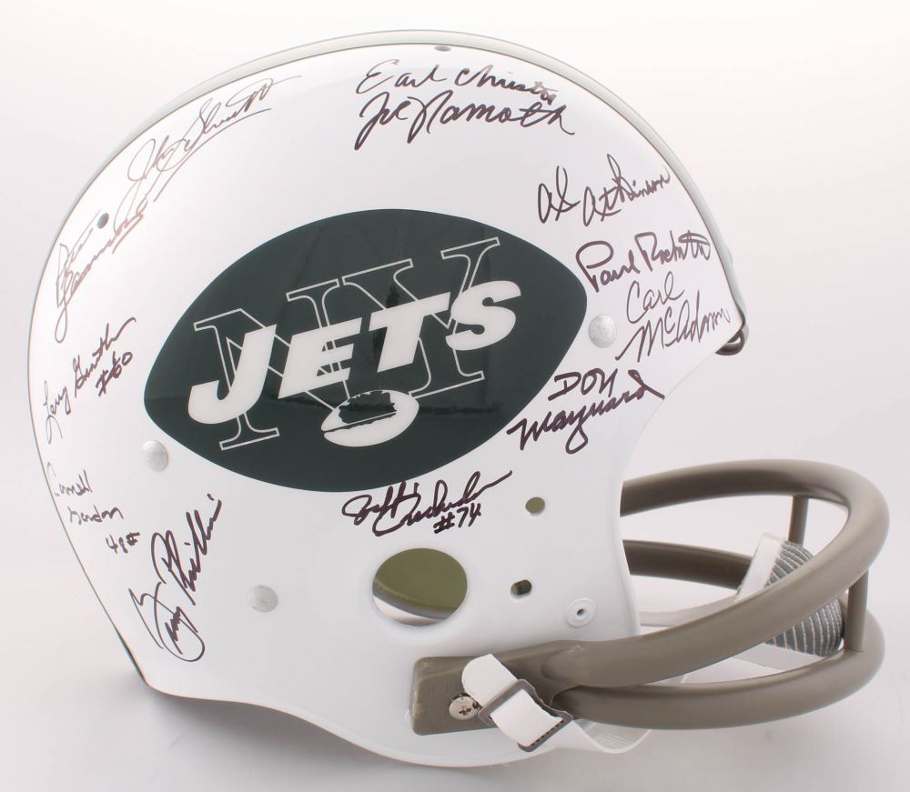 1969 Jets TK Suspension Helmet Team Signed by (24) with Joe Namath, Don ...