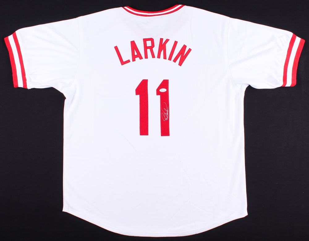 Barry Larkin Signed Reds Jersey (JSA COA)