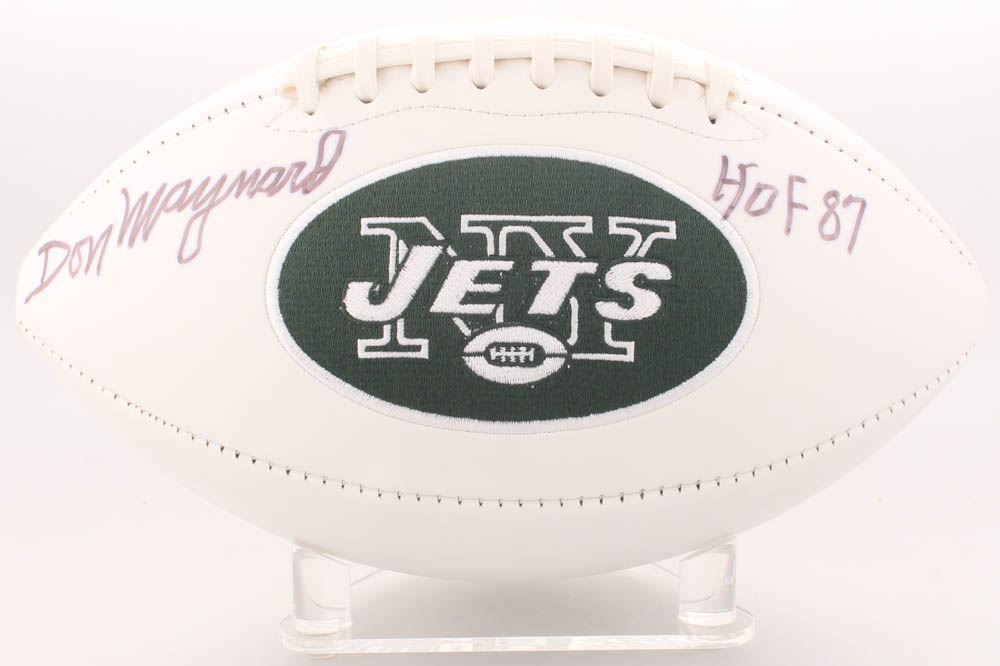 Don Maynard Signed Jets Logo Football Inscribed "HOF 87" (Radtke COA)