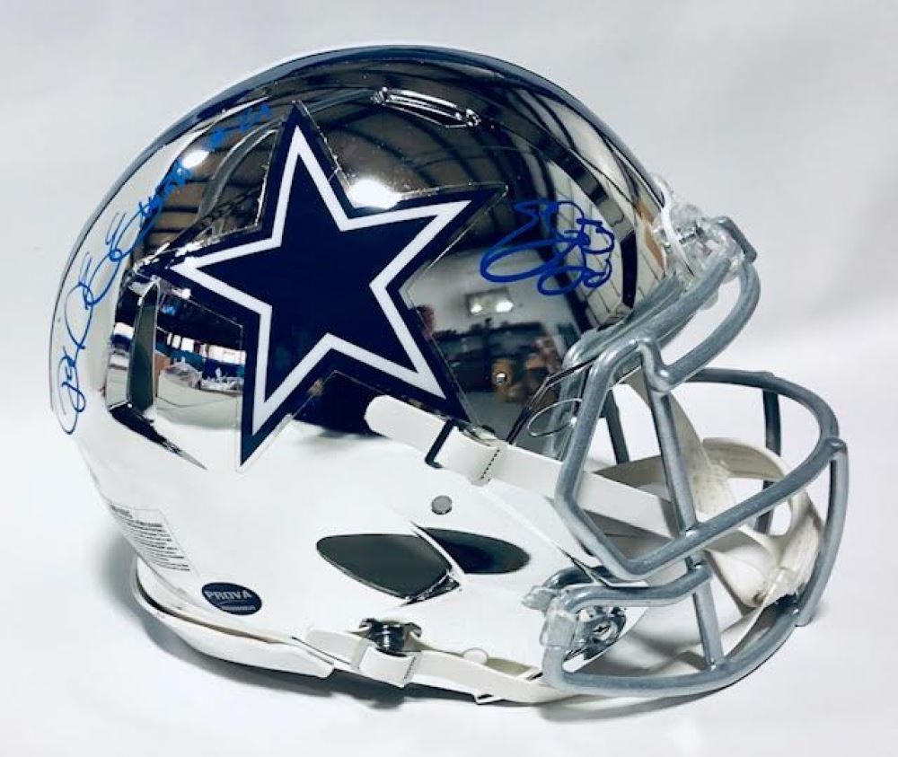 Ezekiel Elliott Emmitt Smith Signed Cowboys Chrome Full-Size Authentic ...