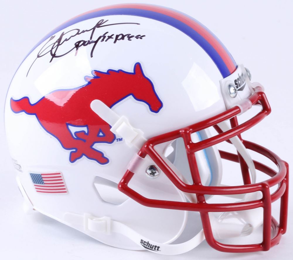 Eric Dickerson Signed SMU Mustangs Mini-Helmet Inscribed "Pony Express ...