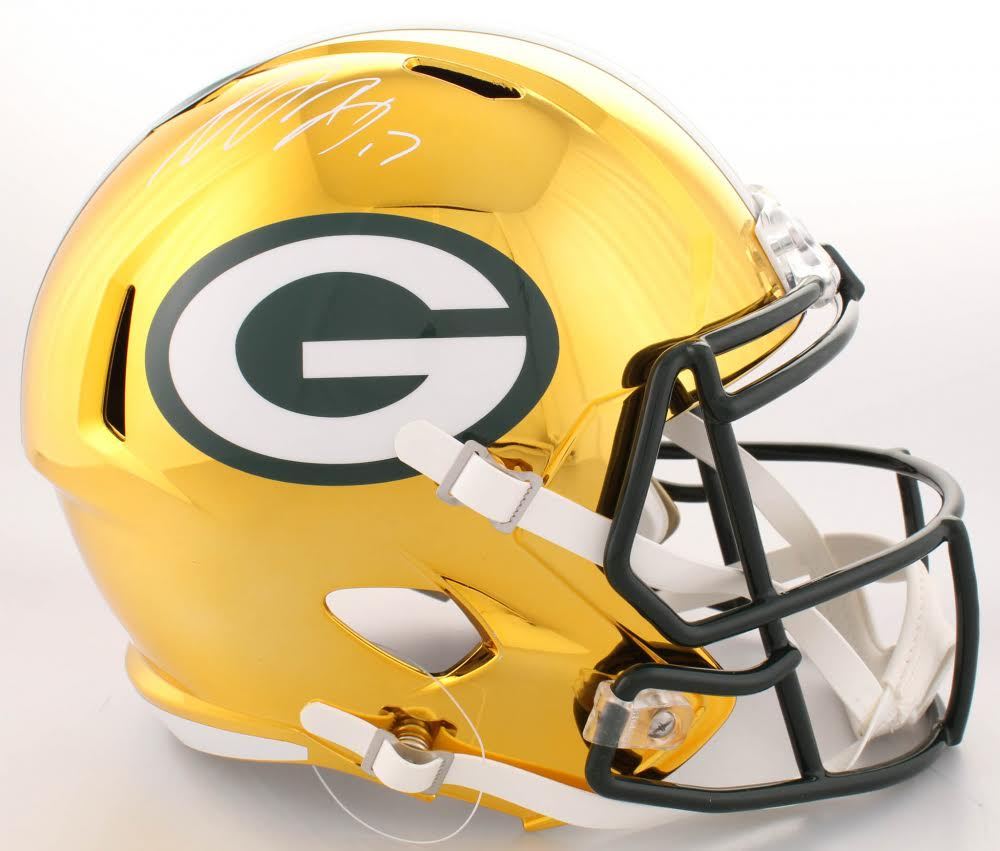 Davante Adams Signed Packers Full-Size Chrome Speed Helmet (JSA COA)