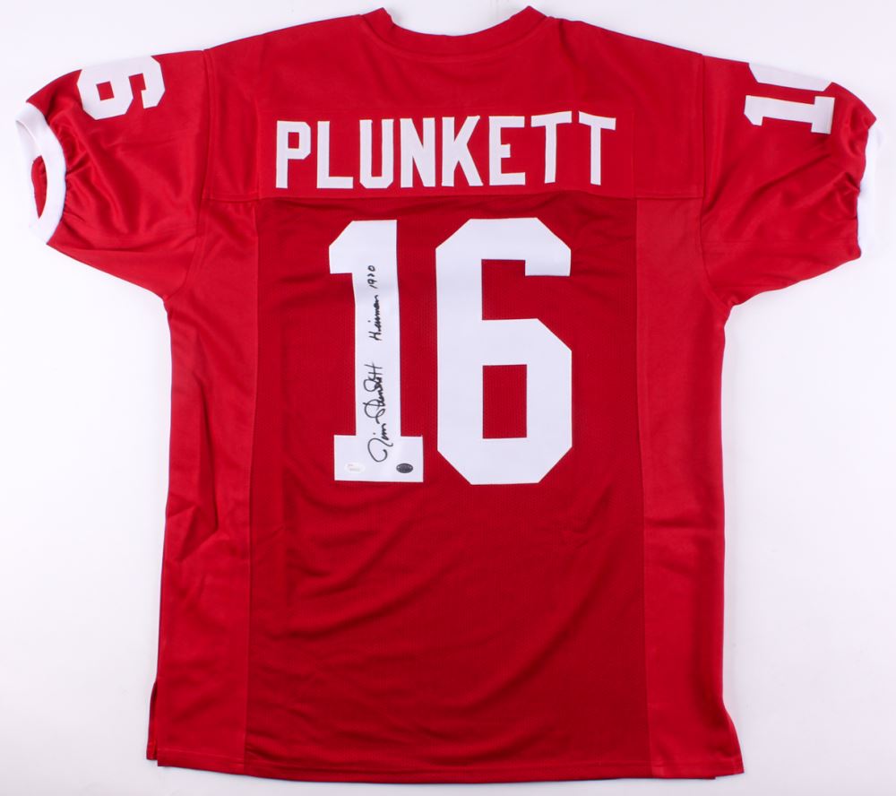 Jim Plunkett Signed Stanford Cardinal Jersey "Heisman 1970" (JSA COA ...