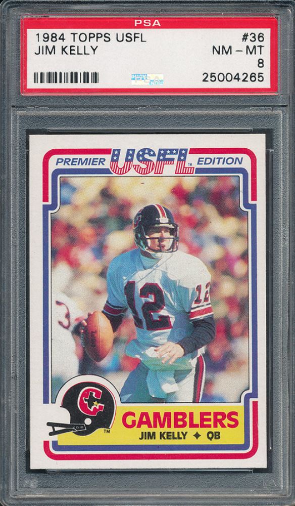 1984 Topps USFL #36 Jim Kelly XRC (PSA 8)