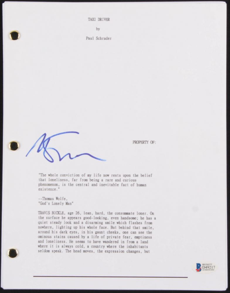 Martin Scorsese Signed "Taxi Driver" Movie Script (Beckett COA)