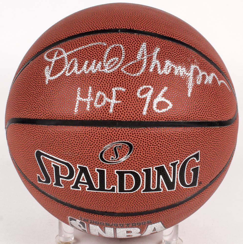 David Thompson Signed NBA Basketball Inscribed "HOF 96" (PSA COA)