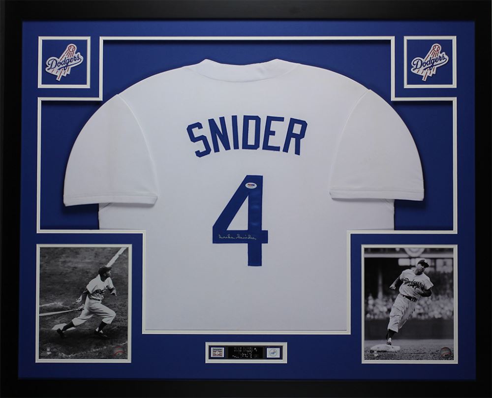 Duke Snider Signed Dodgers 35x43 Custom Framed Jersey (PSA COA)