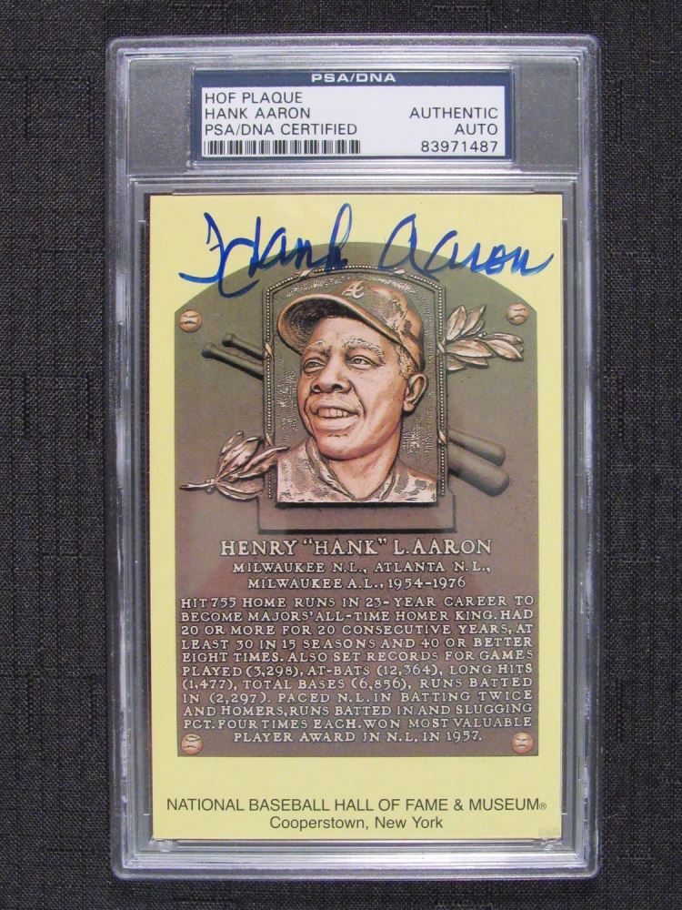 Hank Aaron Signed Gold HOF Card (PSA Encapsulated)