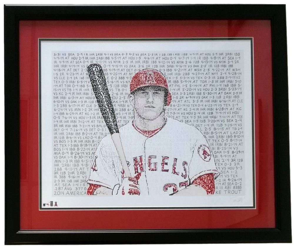 Mike Trout Angels Word Art 22x27 Custom Framed Print Display