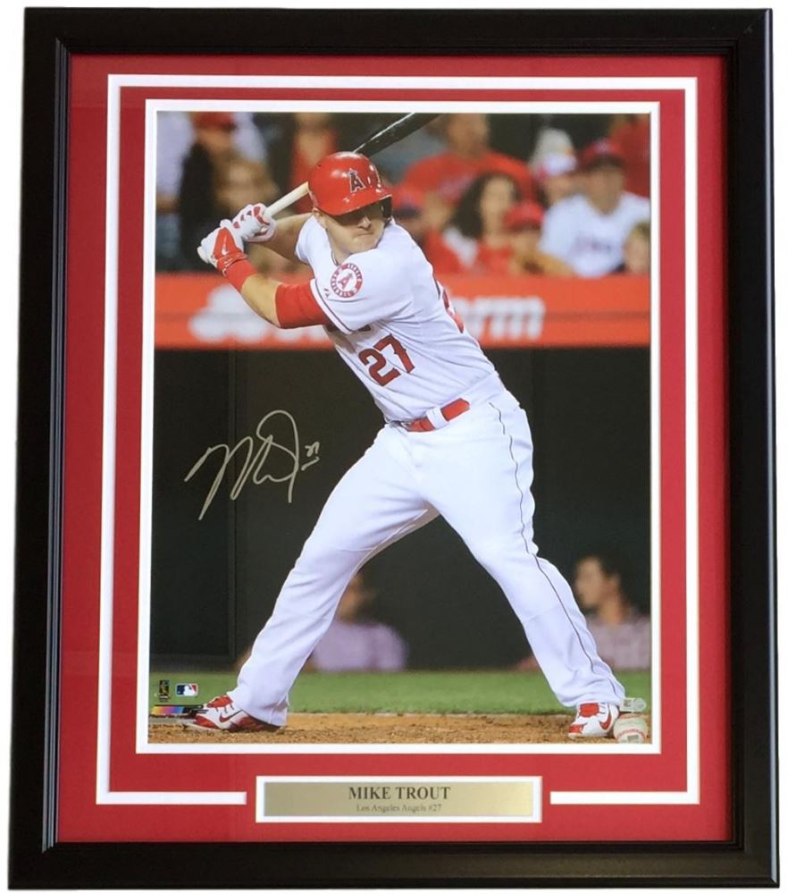 Mike Trout Signed Los Angeles 22x27 Custom Framed Photo Display (MLB ...