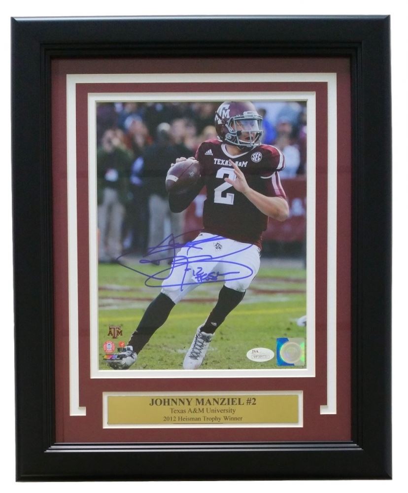Johnny Manziel Signed Texas AM Aggies 11x14 Custom Framed Photo Display ...