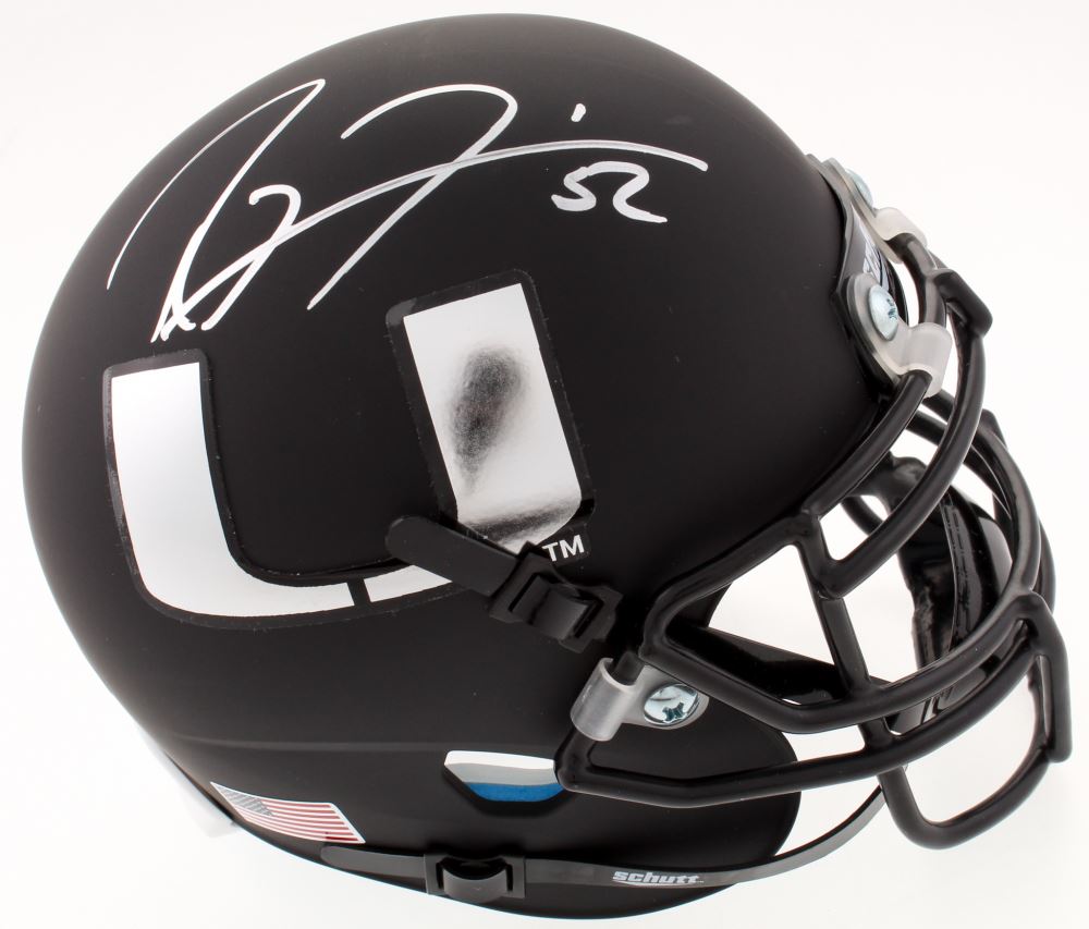 Ray Lewis Signed Miami Hurricanes Matte Black Mini-Helmet (JSA COA)