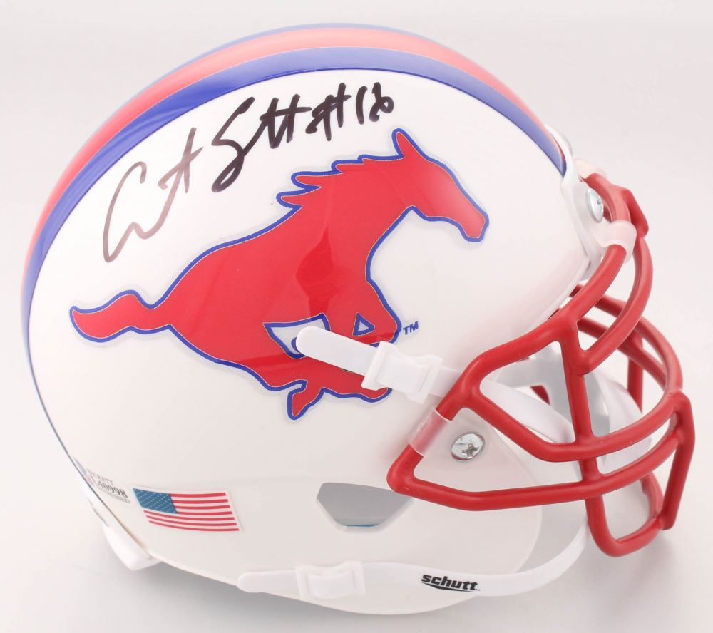 Courtland Sutton Signed SMU Mustangs Mini Helmet (Beckett COA)