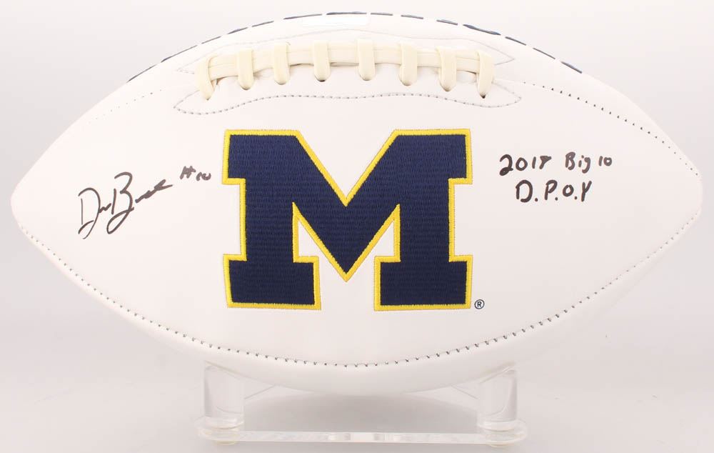 Devin Bush Signed Michigan Wolverines Logo Football Inscribed "2018 Big ...
