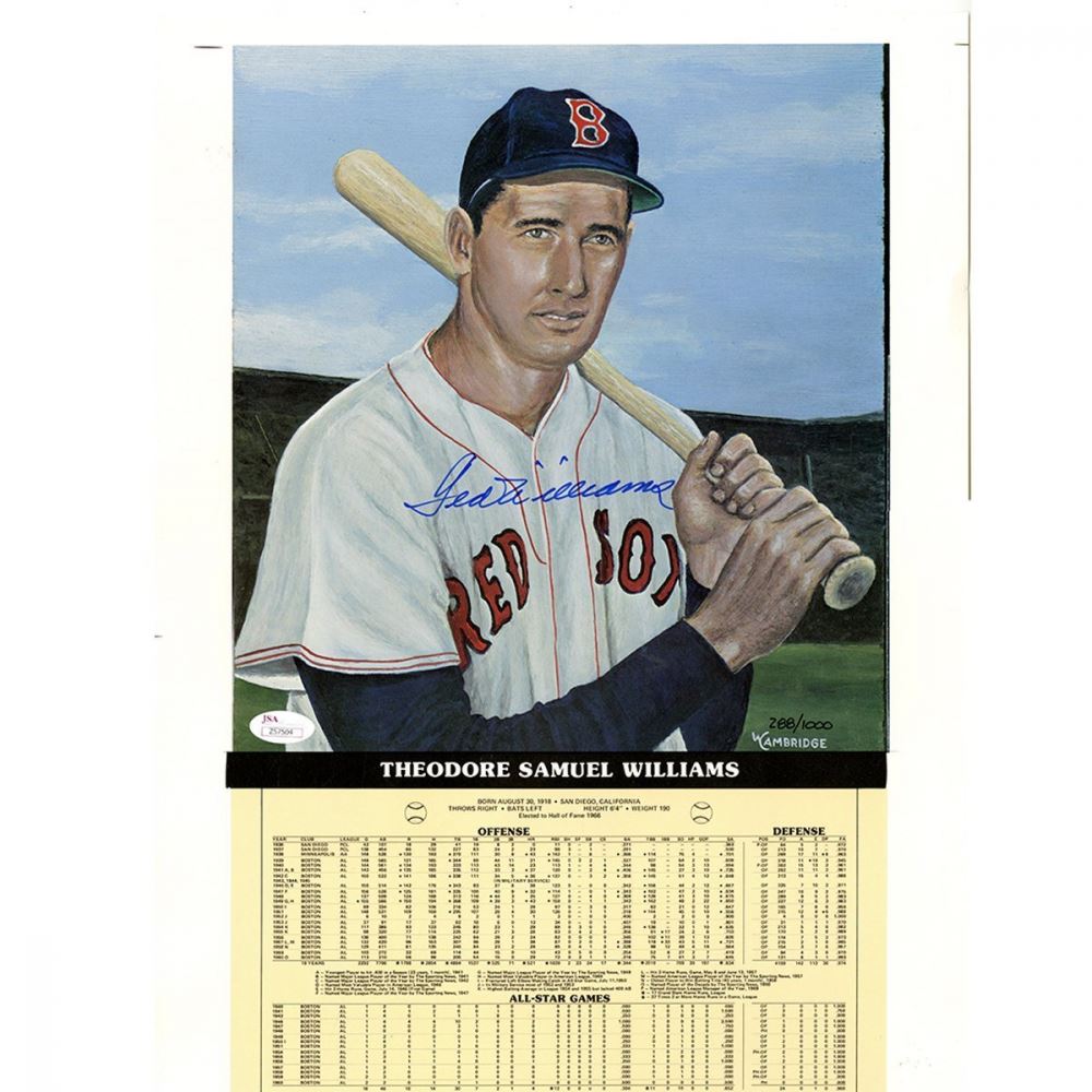 Ted Williams Signed Boston Red Sox 12x19 Limited Edition Career ...