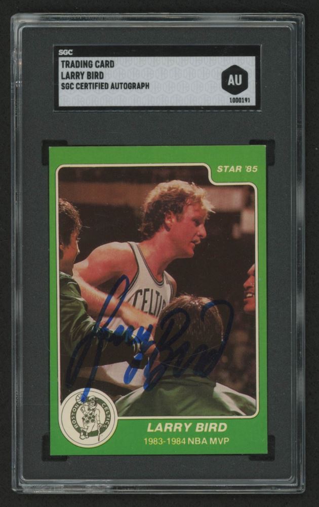 Larry Bird Signed 1984-85 Star #12 / 1983-84 NBA MVP Basketball Card ...