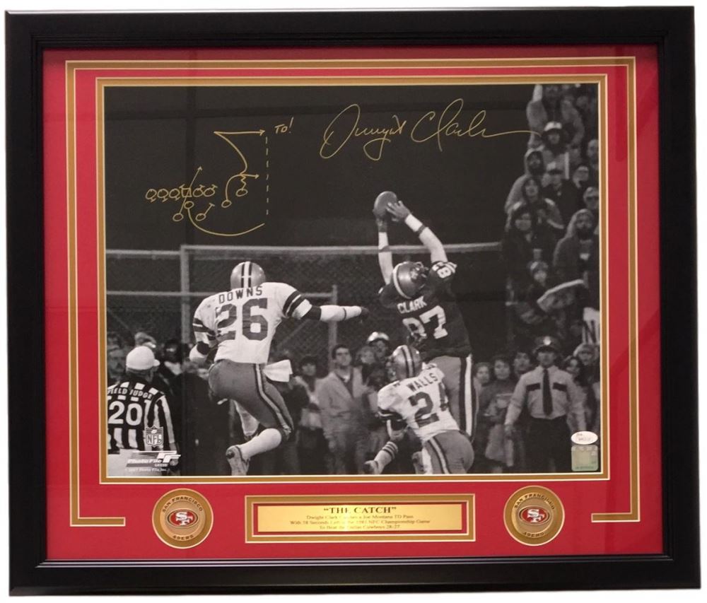 Dwight Clark Signed San Francisco 49ers 22x27 Custom Framed Photo ...
