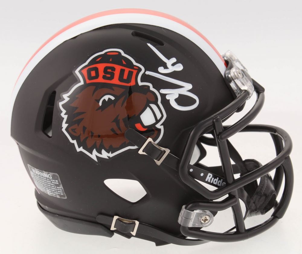 Chad Johnson Signed Oregon State Beavers Matte Black Speed Mini-Helmet ...