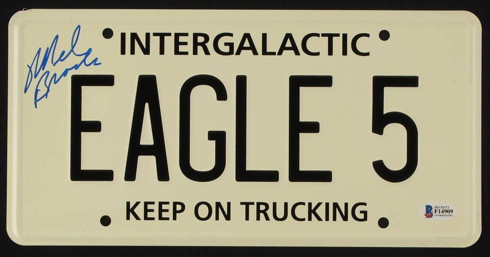 Mel Brooks Signed "Spaceballs" License Plate (Beckett COA)