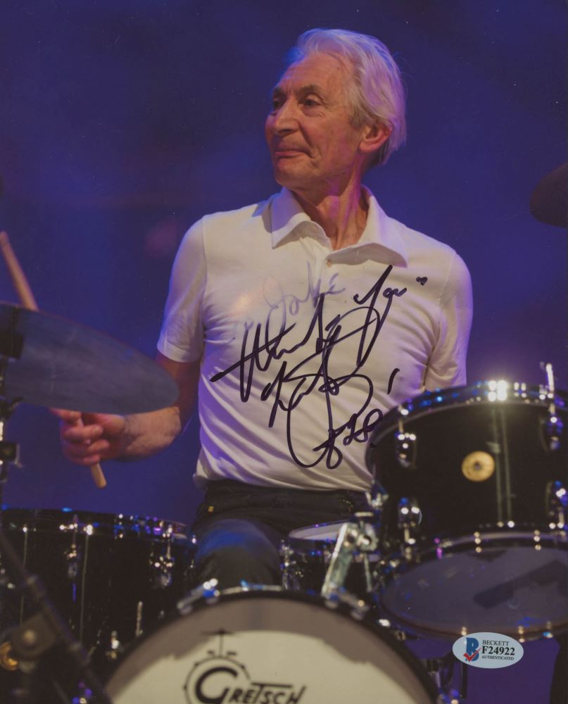 Charlie Watts Signed 8x10 Photo Inscribed "Thank You" (Beckett COA)
