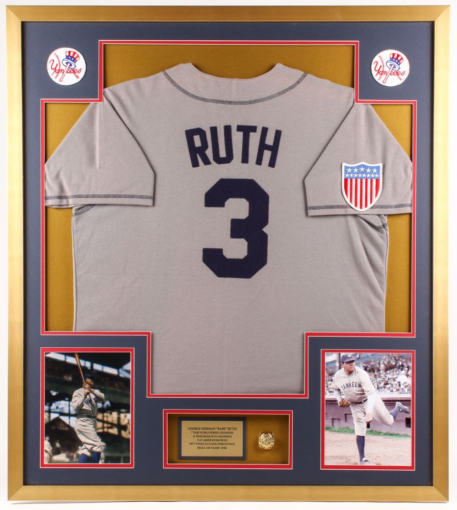 Babe Ruth New York Yankees 34x38 Custom Framed Jersey with Championship ...