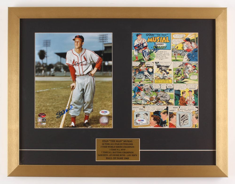 Stan Musial Signed St. Louis Cardinals 17x22 Custom Framed Display with ...
