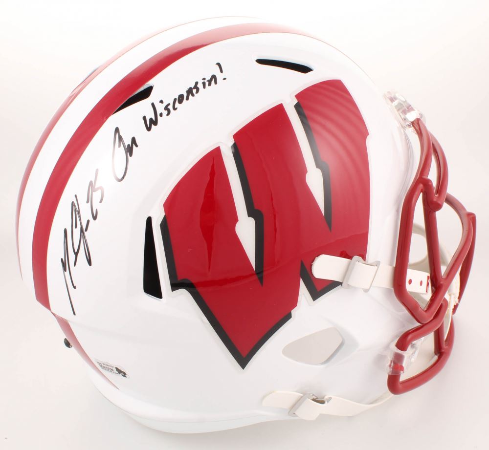 Melvin Gordon Signed Wisconsin Badgers Full-Size Speed Helmet Inscribed ...