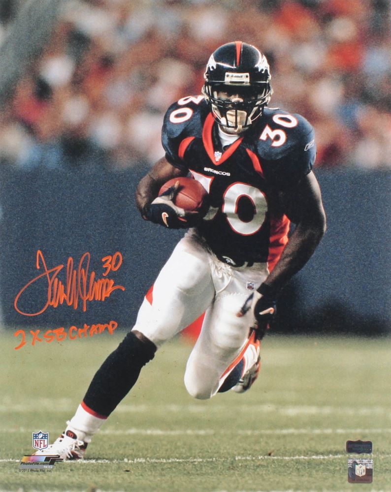 Terrell Davis Signed Denver Broncos 16x20 Photo Inscribed "2x SB Champ ...