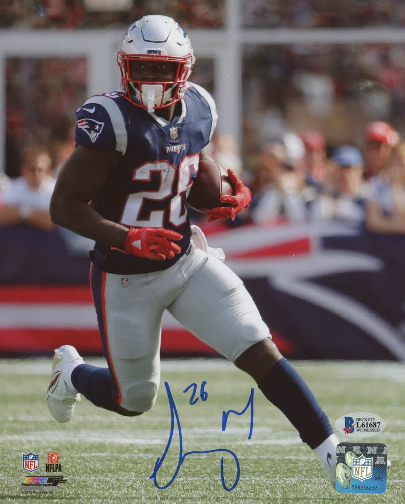 Sony Michel Signed New England Patriots 8x10 Photo (Beckett COA)