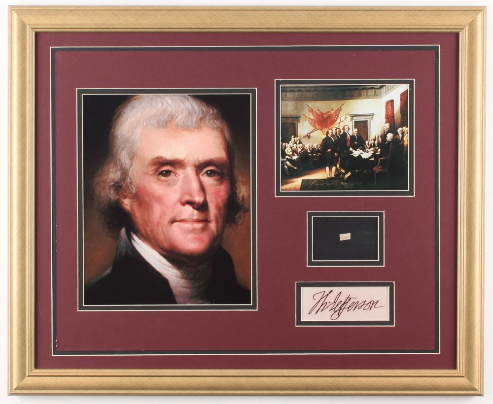 Thomas Jefferson 18x22 Custom Framed Display with (1) Hand-Written Word ...