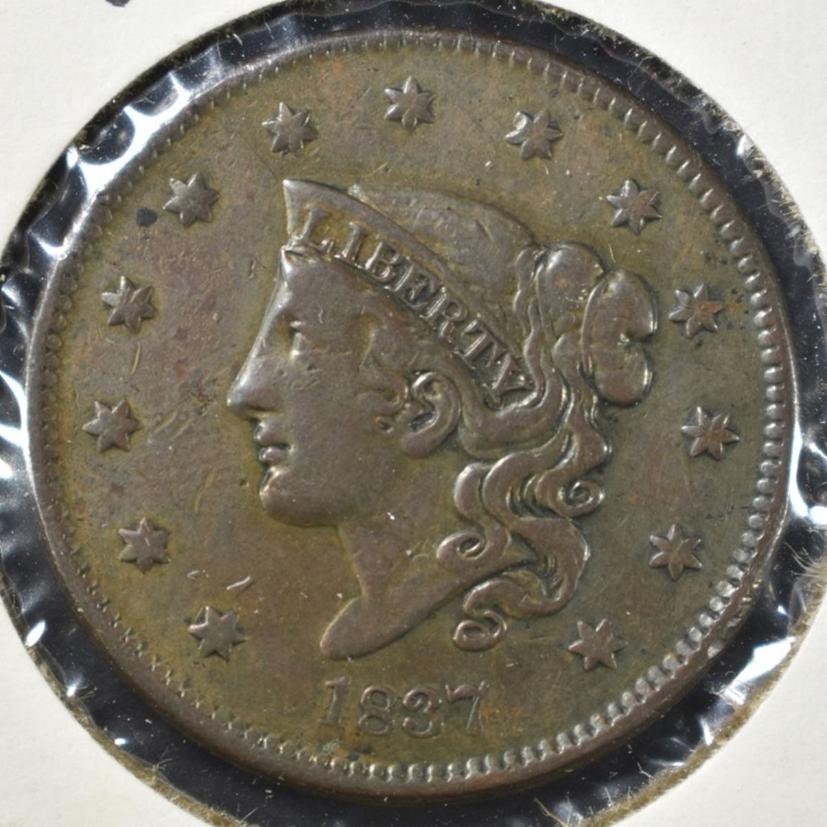 1837 LARGE CENT, XF