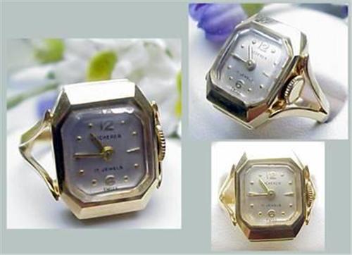 Vintage 18kt yellow gold Bucherer ring watch 8.6g