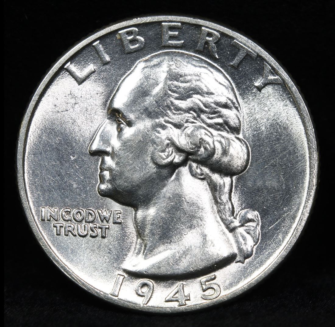 1945-p Washington Quarter 25c Grades GEM Unc