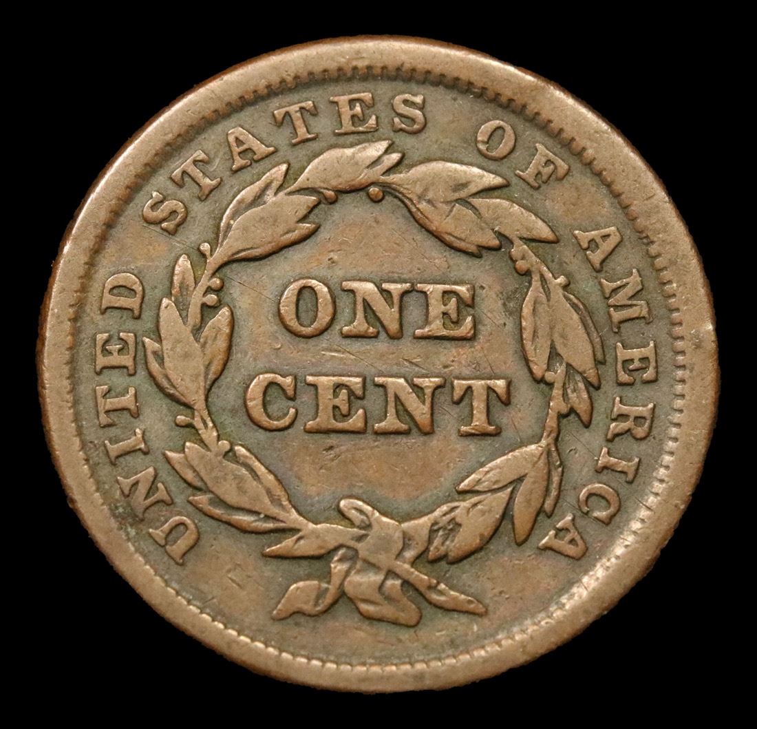 1842 Braided Hair Large Cent 1c Grades vf+