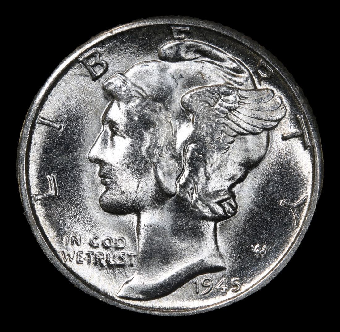 1945-d Mercury Dime 10c Grades GEM Unc