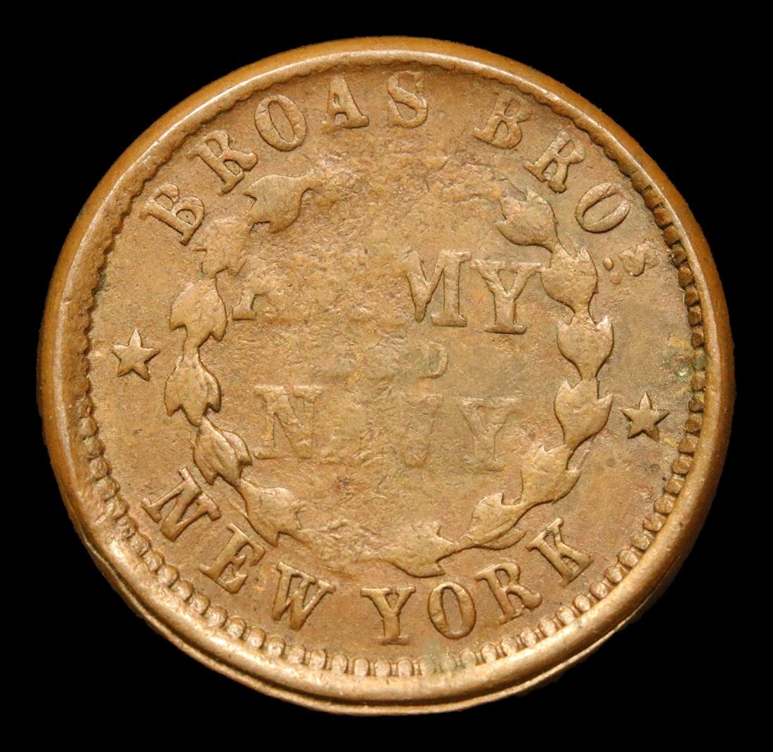Minting Error Capped Die 1863 Army & Navy, New York Civil War Token 1c ...
