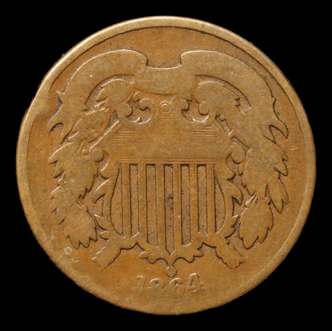 1864 Two Cent Piece 2c Grades vg+