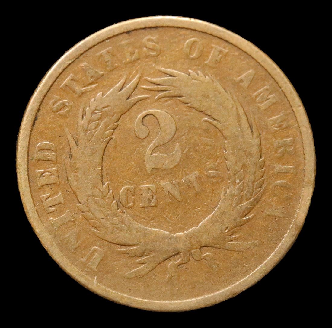 1864 Two Cent Piece 2c Grades vg+