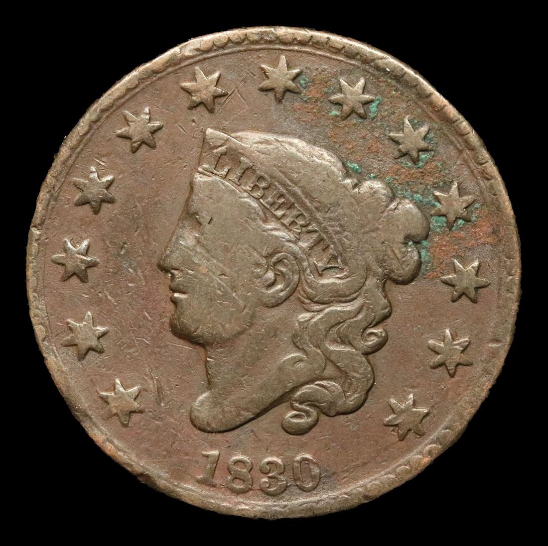 1830 Coronet Head Large Cent 1c Grades vf, very fine