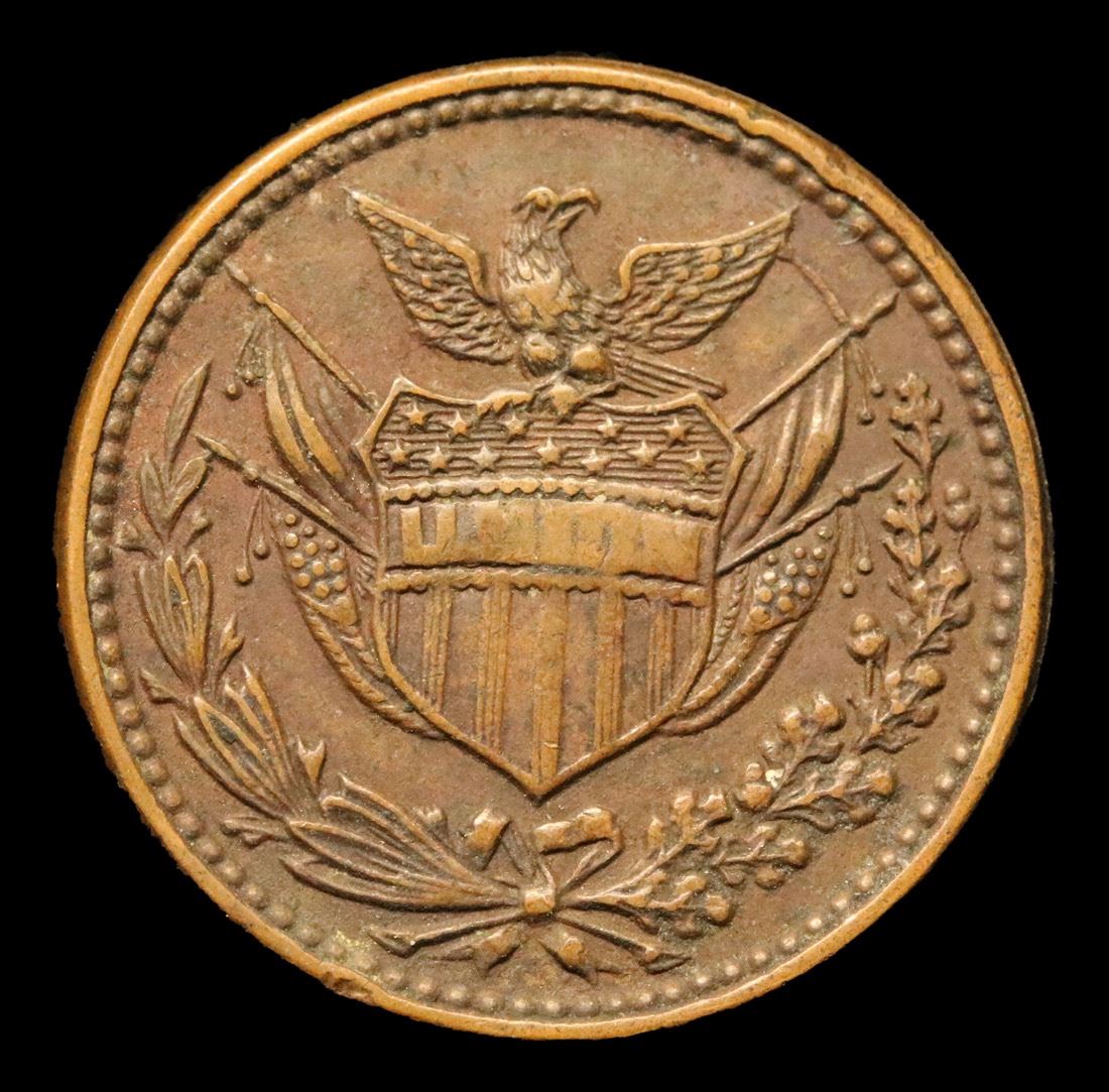 1863 Crossed Cannons Civil War Token 1c Grades AU, Almost Unc