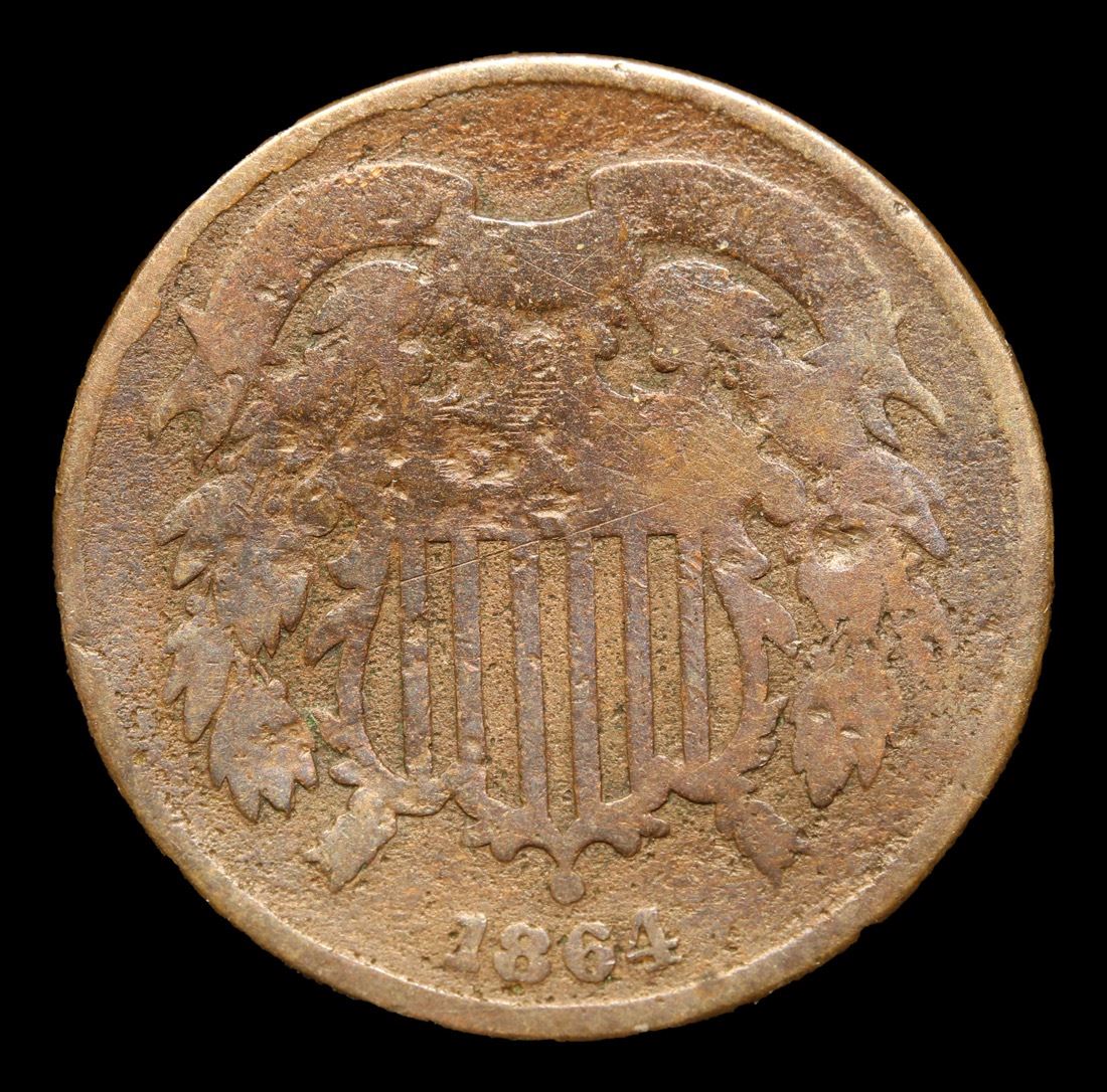 1864 Two Cent Piece 2c Grades f, fine