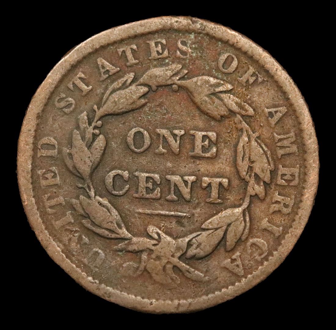 1838 Coronet Head Large Cent 1c Grades f, fine