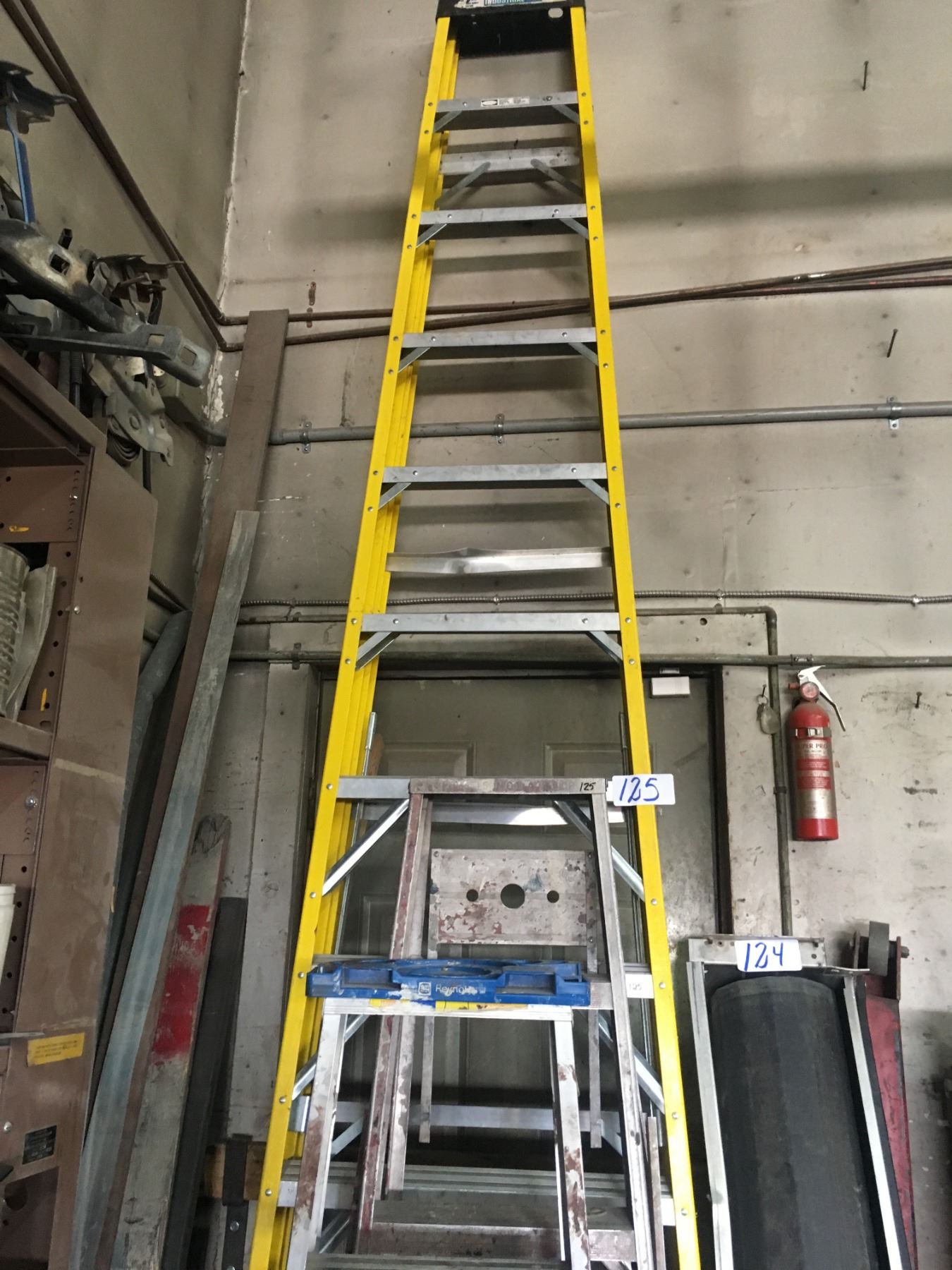 Industrial lite 12' ladder w/6' aluminum ladder plus 4' aluminum ladder