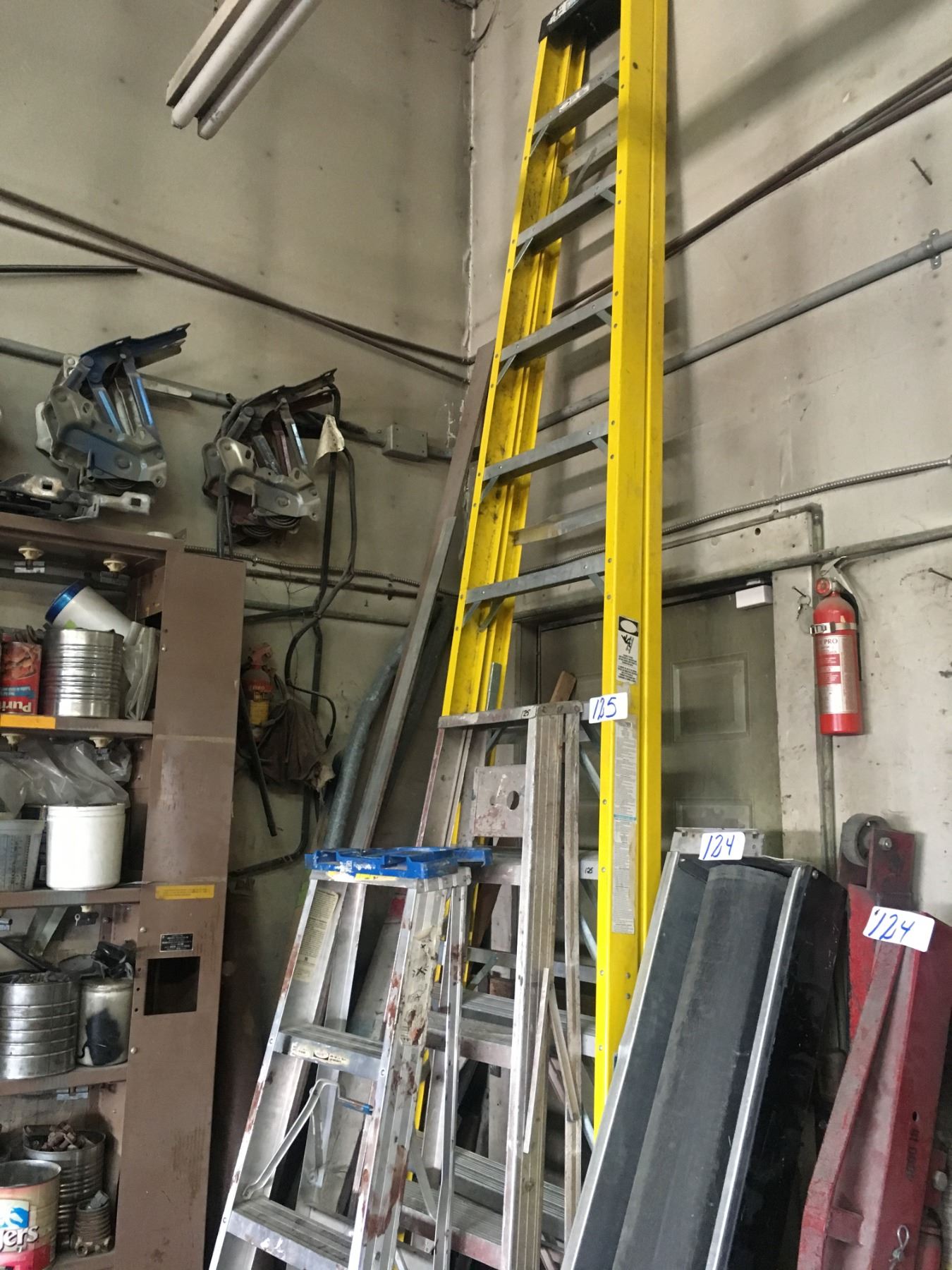 Industrial lite 12' ladder w/6' aluminum ladder plus 4' aluminum ladder