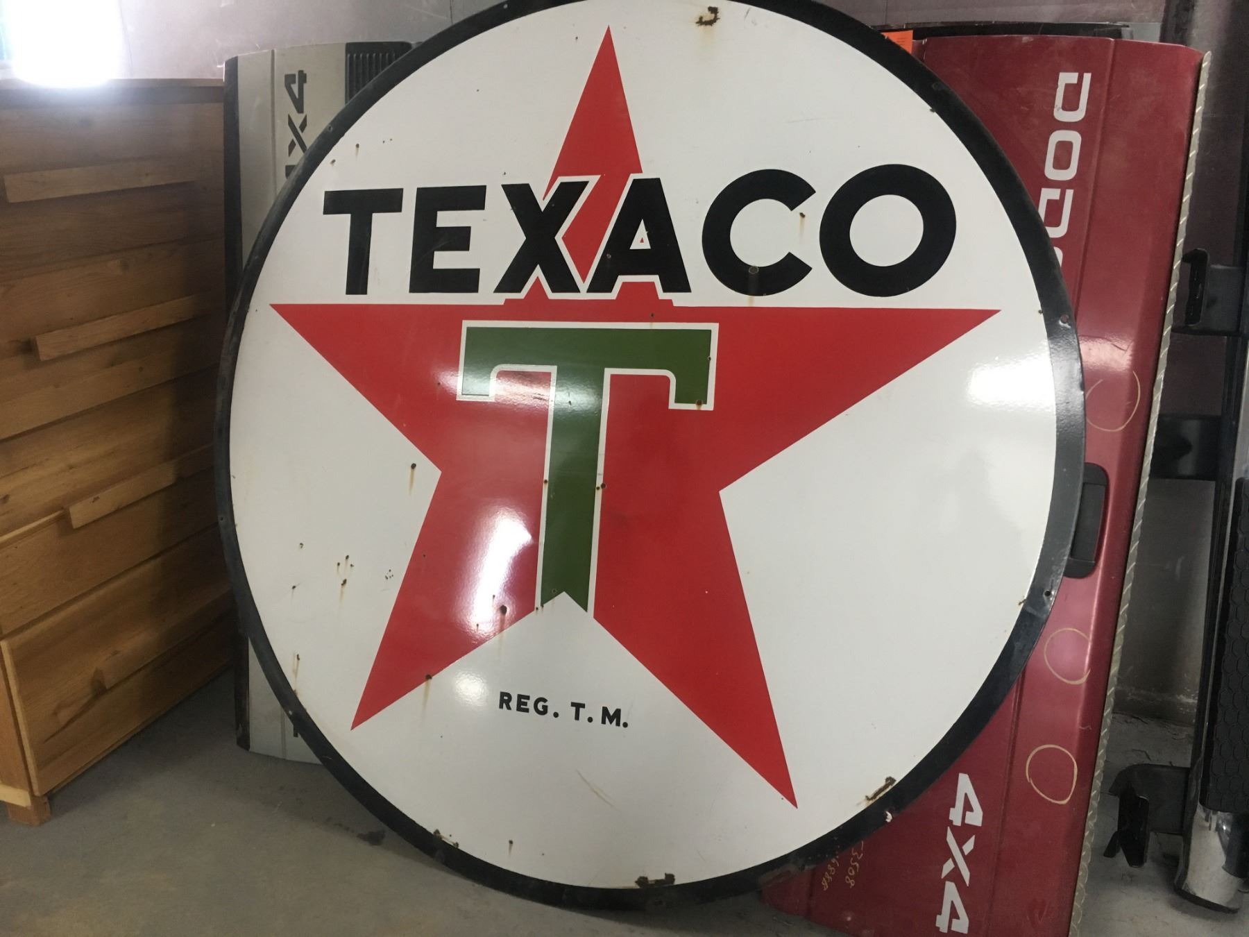 6' round Texaco sign (metal) - fits in Antique iron sign frame sold ...