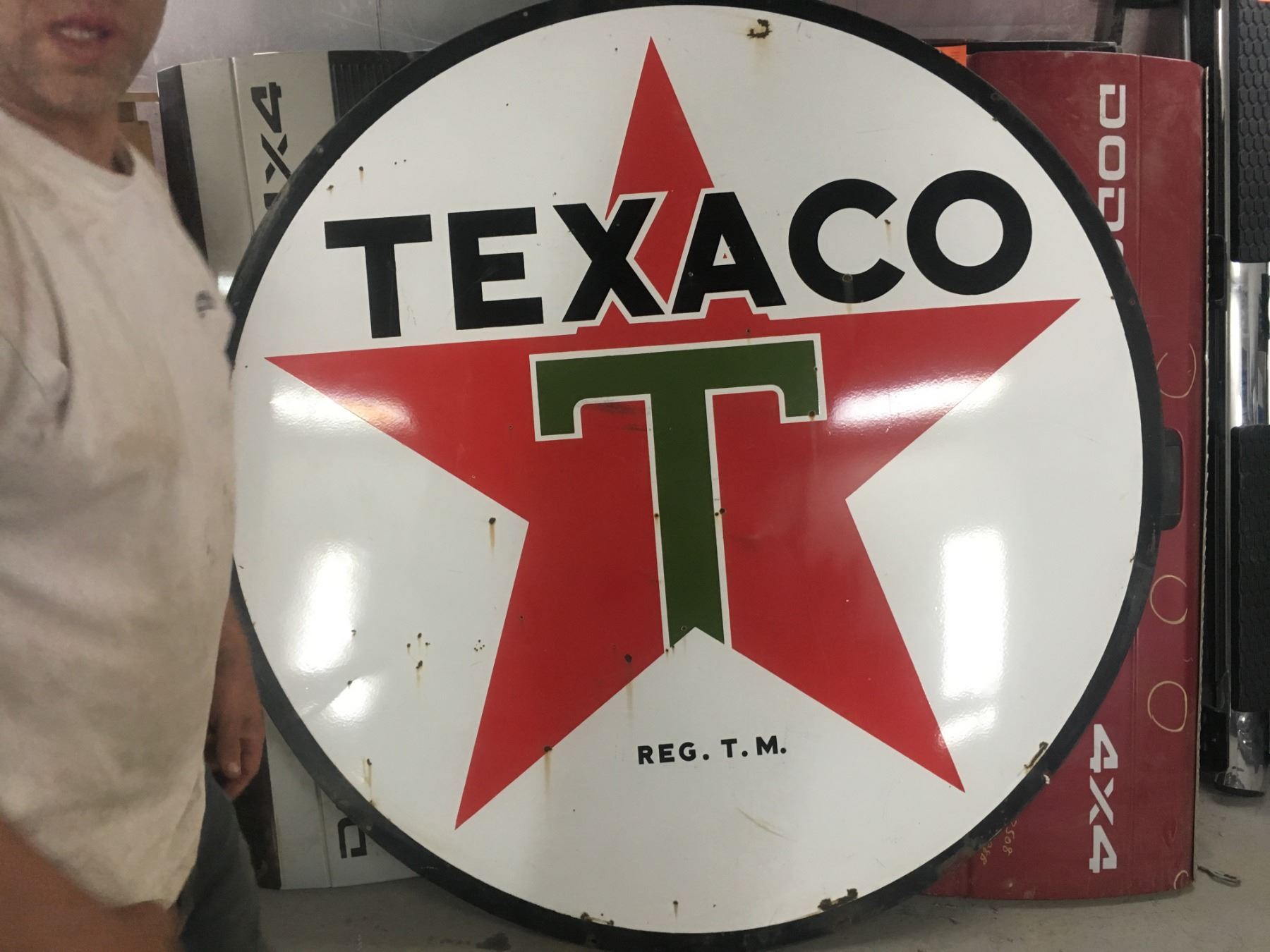 6' round Texaco sign (metal) - fits in Antique iron sign frame sold ...