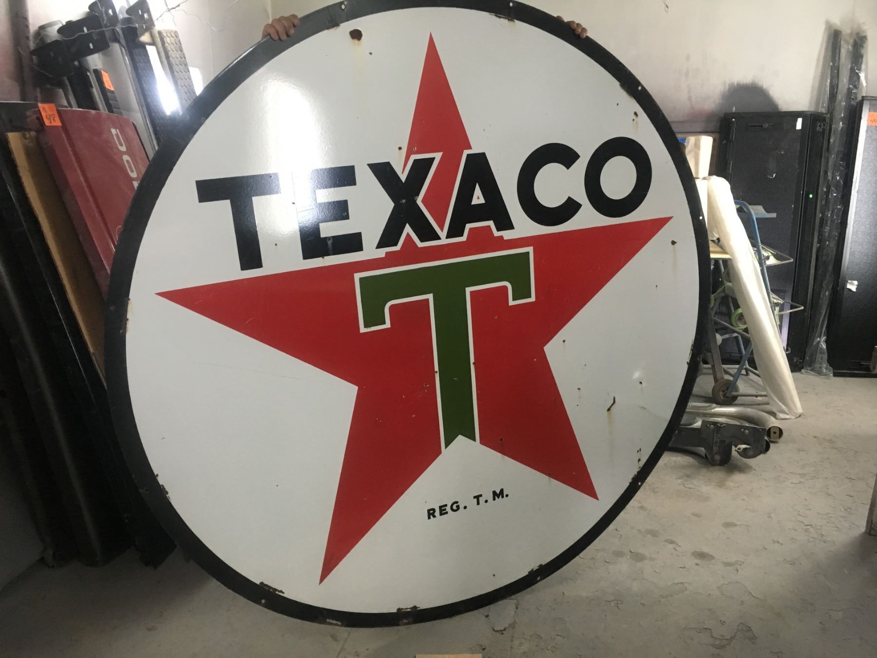6' round Texaco sign (metal) - fits in Antique iron sign frame sold ...