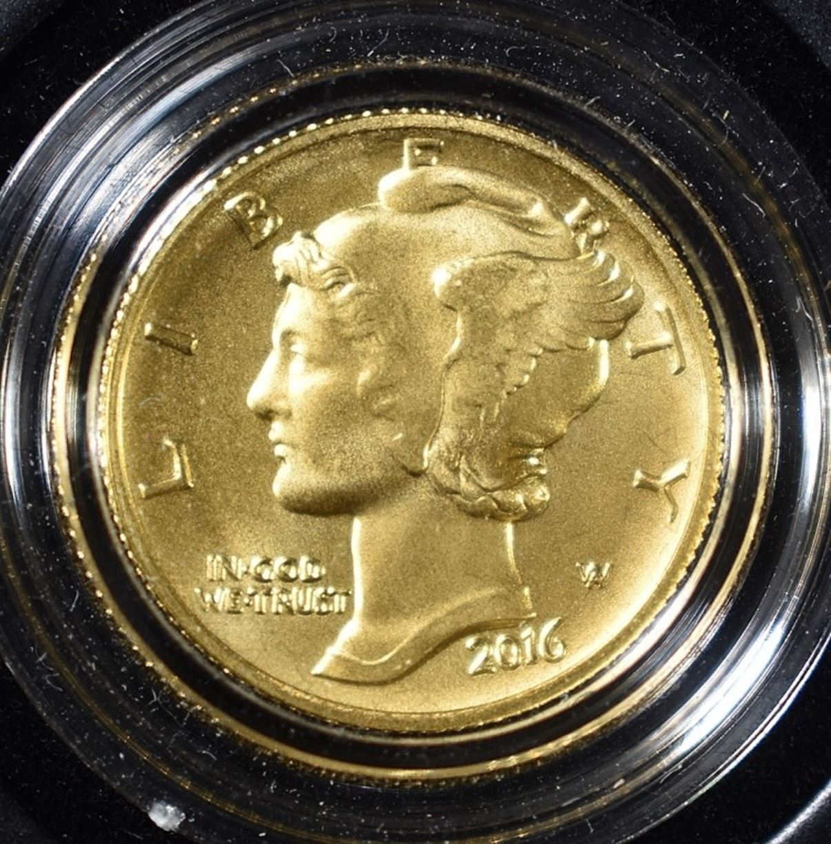 2016 MERCURY DIME 1/10th OUNCE GOLD COIN