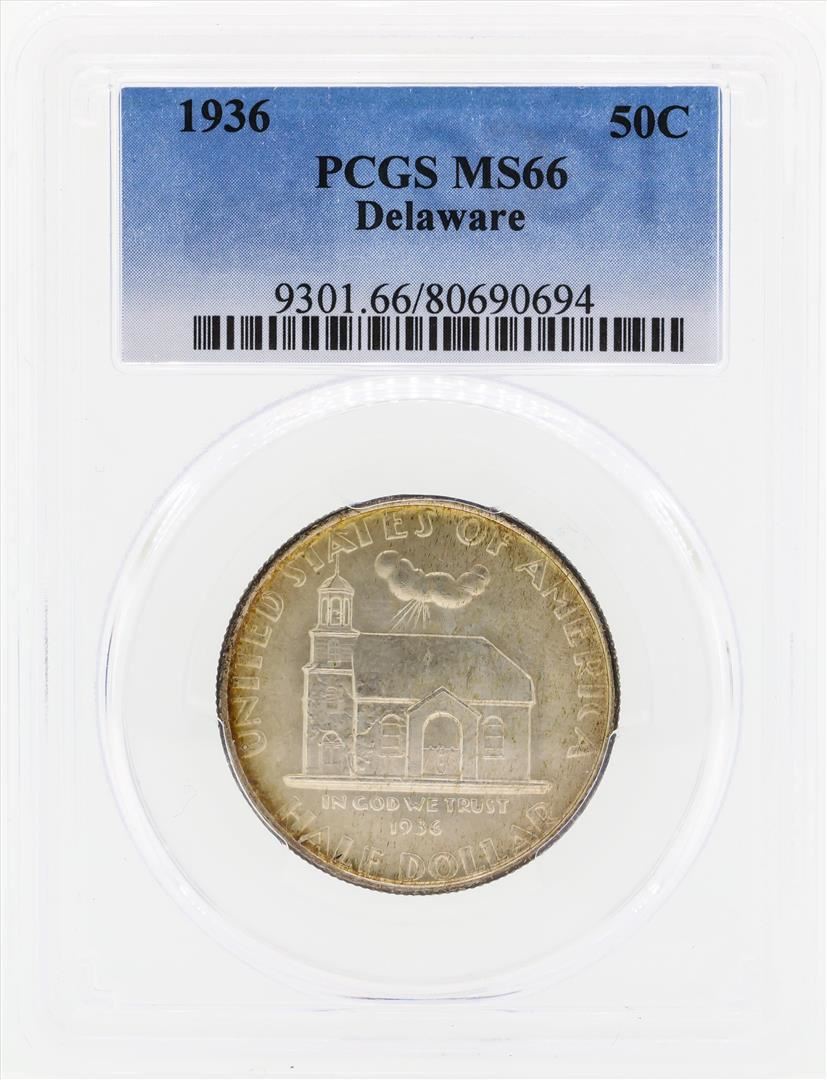 1936 Delaware Commemorative Half Dollar Coin PCGS MS66